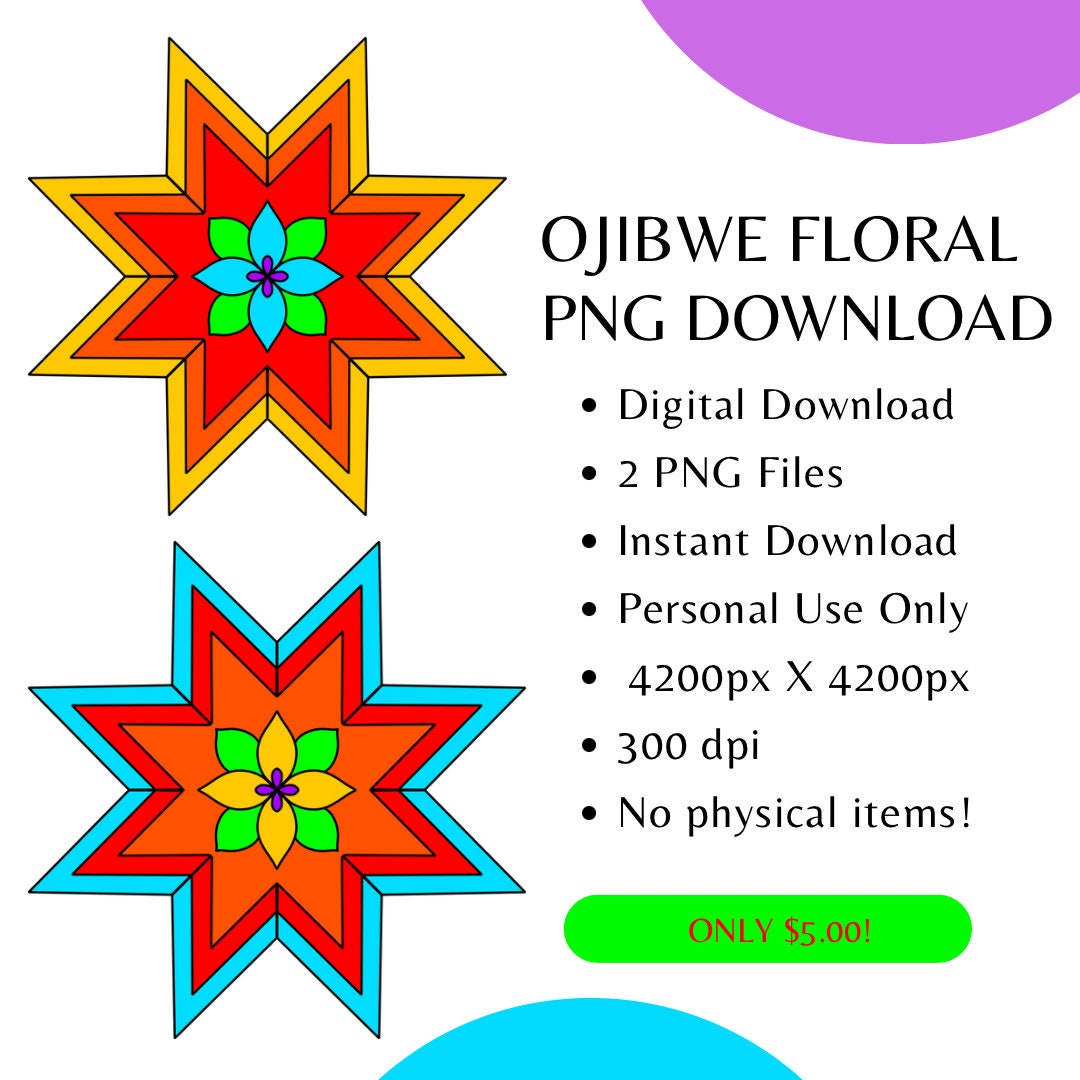Digital Download PNG Ojibwe Floral by Mazinibiidesigns | 2 PNG | 4200px ...