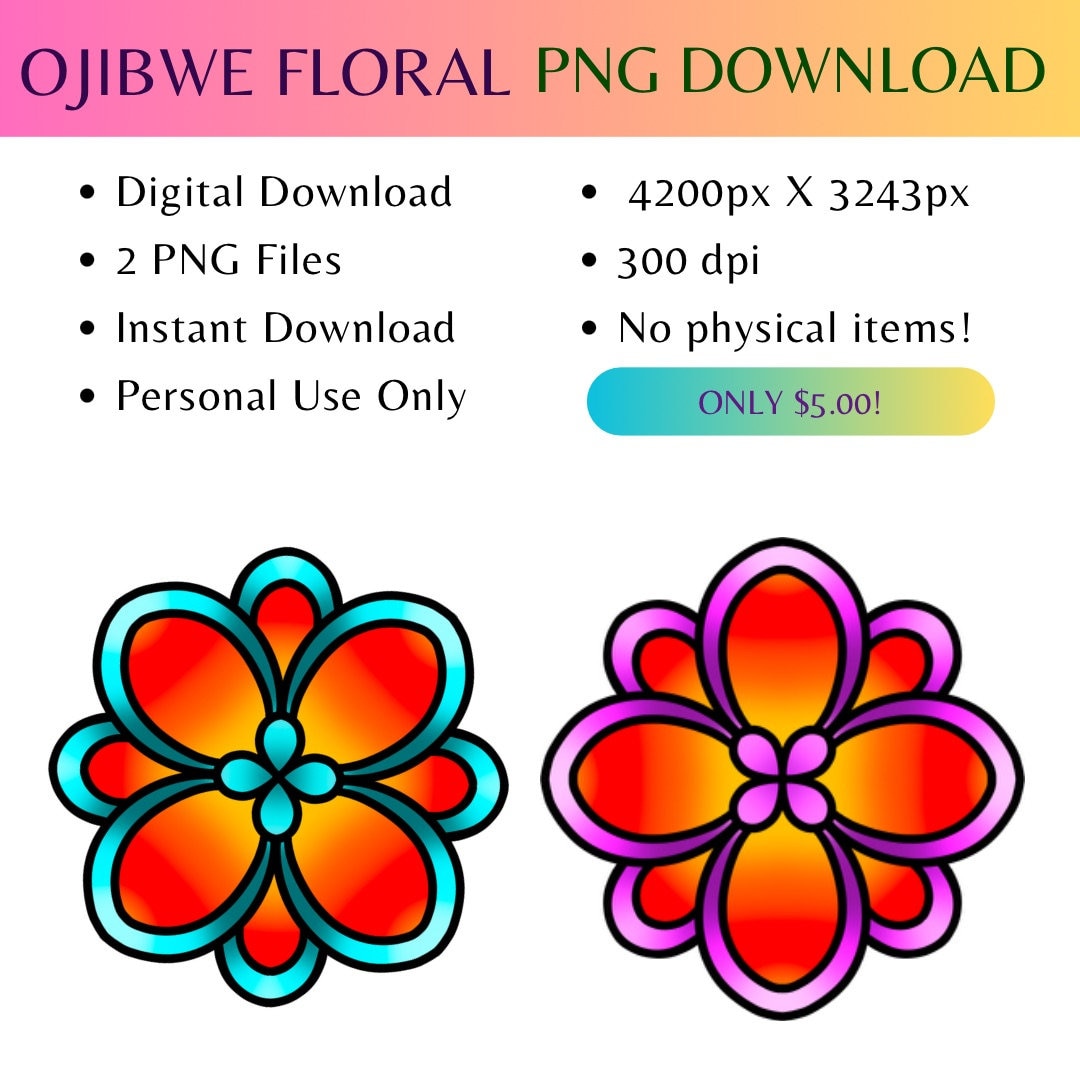 Digital Download PNG Ojibwe Floral by Mazinibiidesigns | 2 PNG Files ...