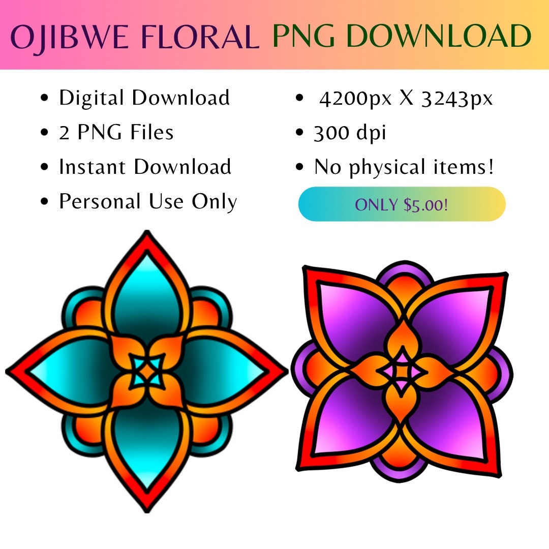 Digital Download PNG Ojibwe Floral by Mazinibiidesigns | 2 PNG Files ...