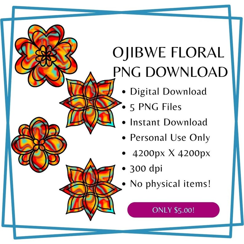 Digital Download PNG Ojibwe Floral by Mazinibiidesigns | 4 PNG | 4200px ...