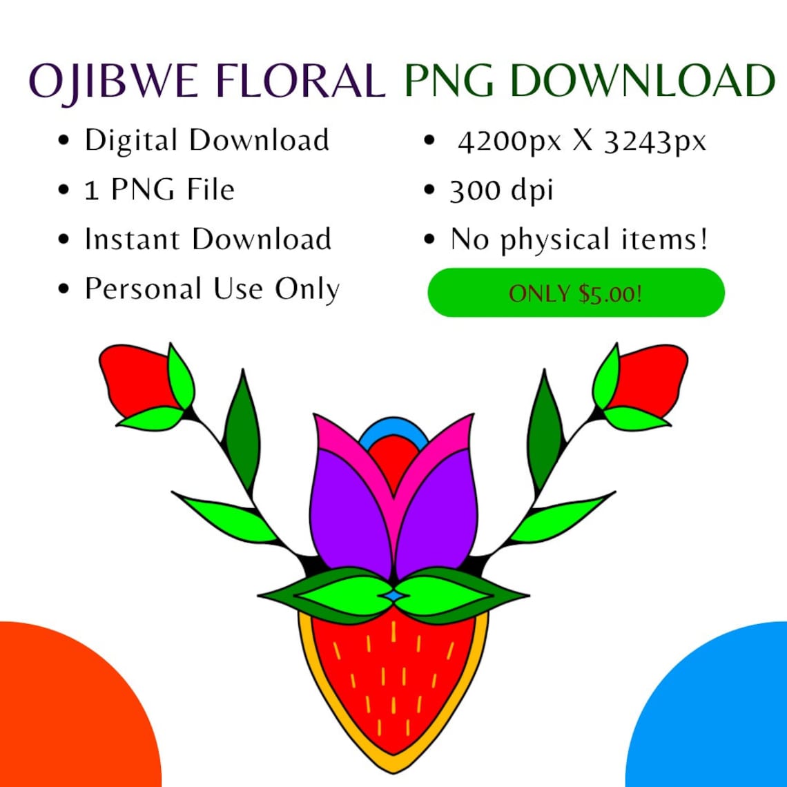 Digital Download PNG Ojibwe Floral by Mazinibiidesigns | 1 PNG File ...