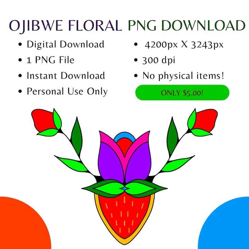 Digital Download PNG Ojibwe Floral by Mazinibiidesigns | 1 PNG File ...
