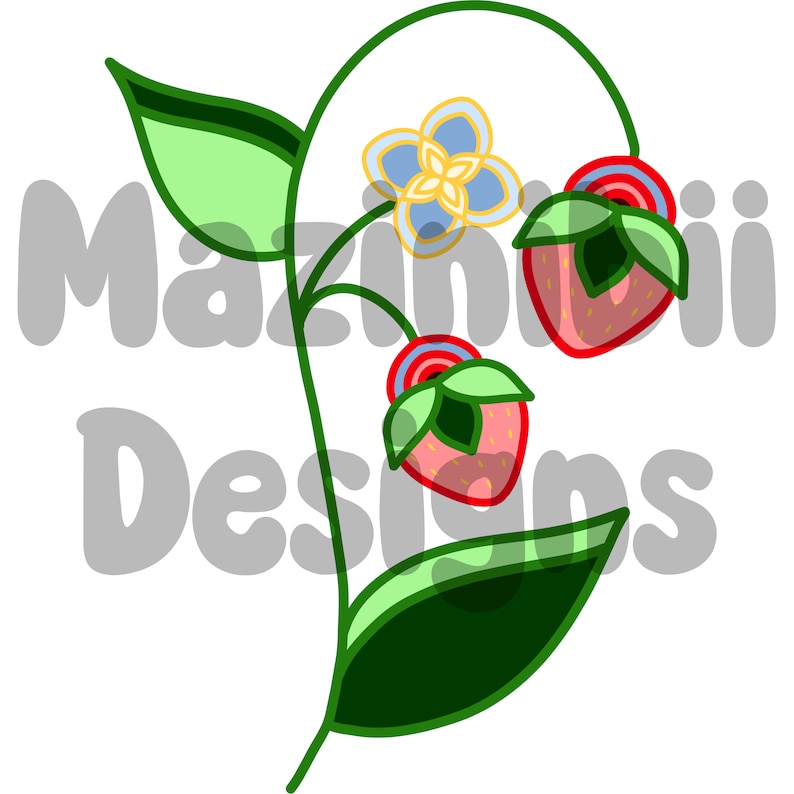 Digital Download PNG Strawberry Ojibwe Floral by Mazinibiidesigns 1 PNG ...