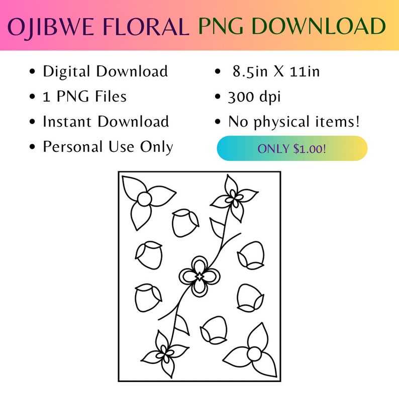 Printable Ojibwe Floral Coloring Pages by Mazinibiidesigns 1 Pages ...