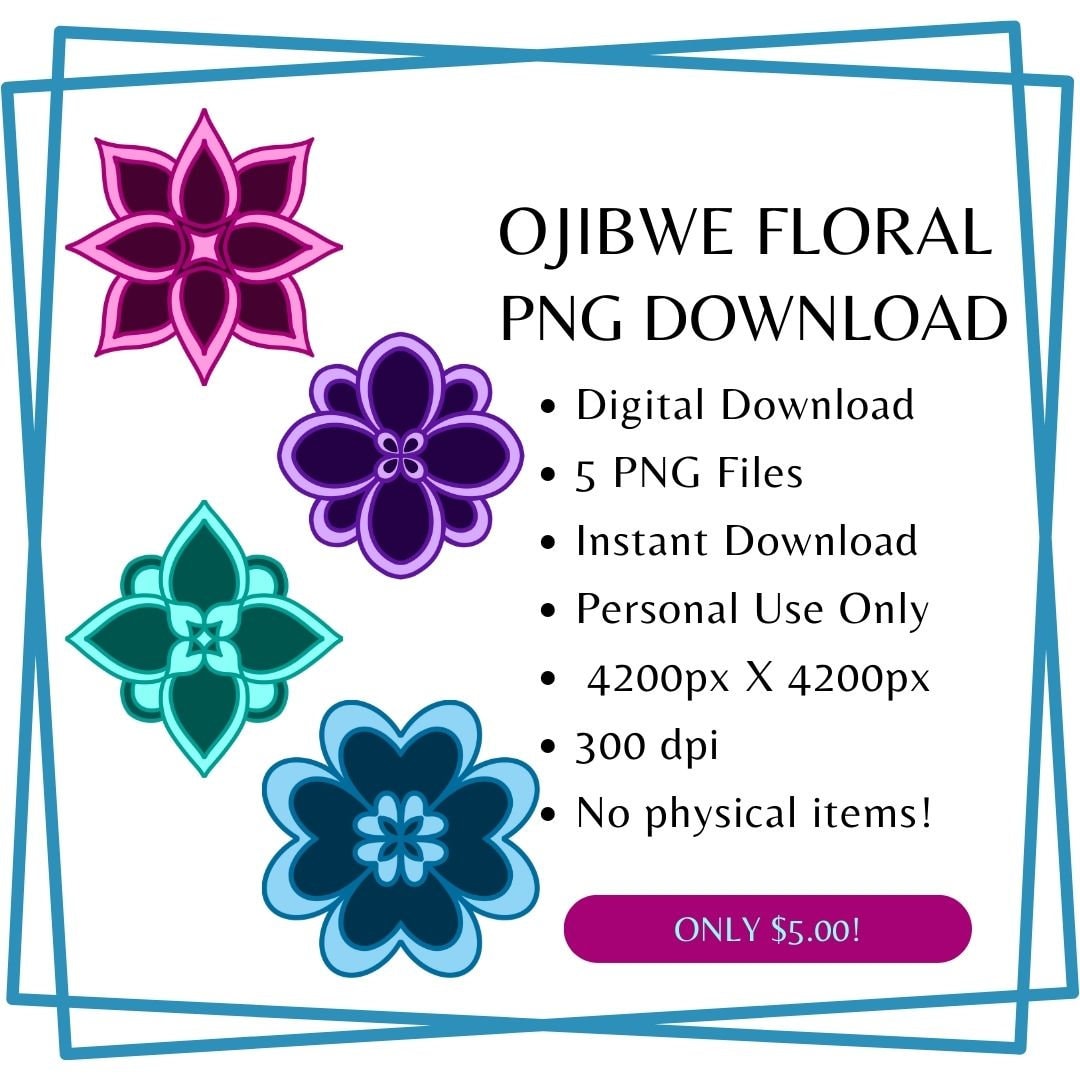 Digital Download PNG Ojibwe Floral by Mazinibii | 4 PNG | 4200px X ...