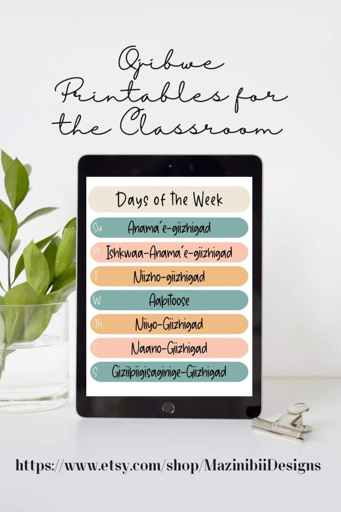 Ojibwe Classroom Printables Days of the Week by Mazinibiidesigns 4 ...