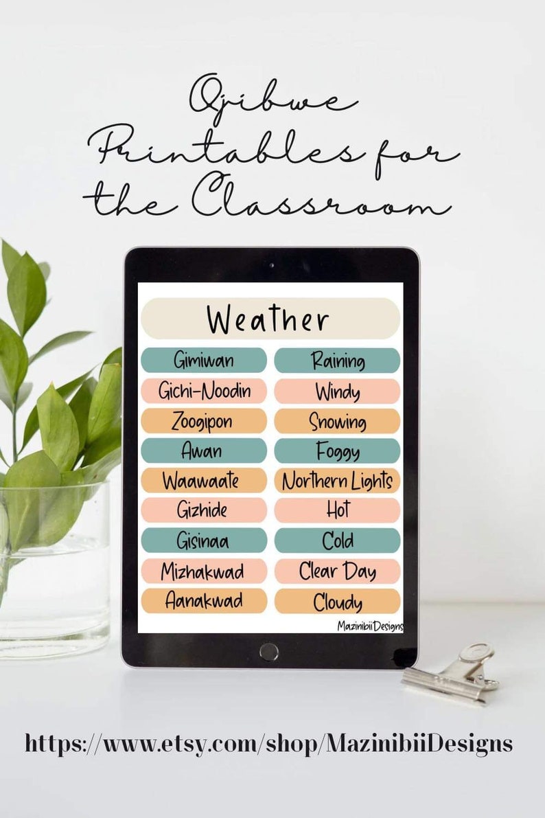 Ojibwe Classroom Printables Numbers Colors Weather by Mazinibiidesigns ...
