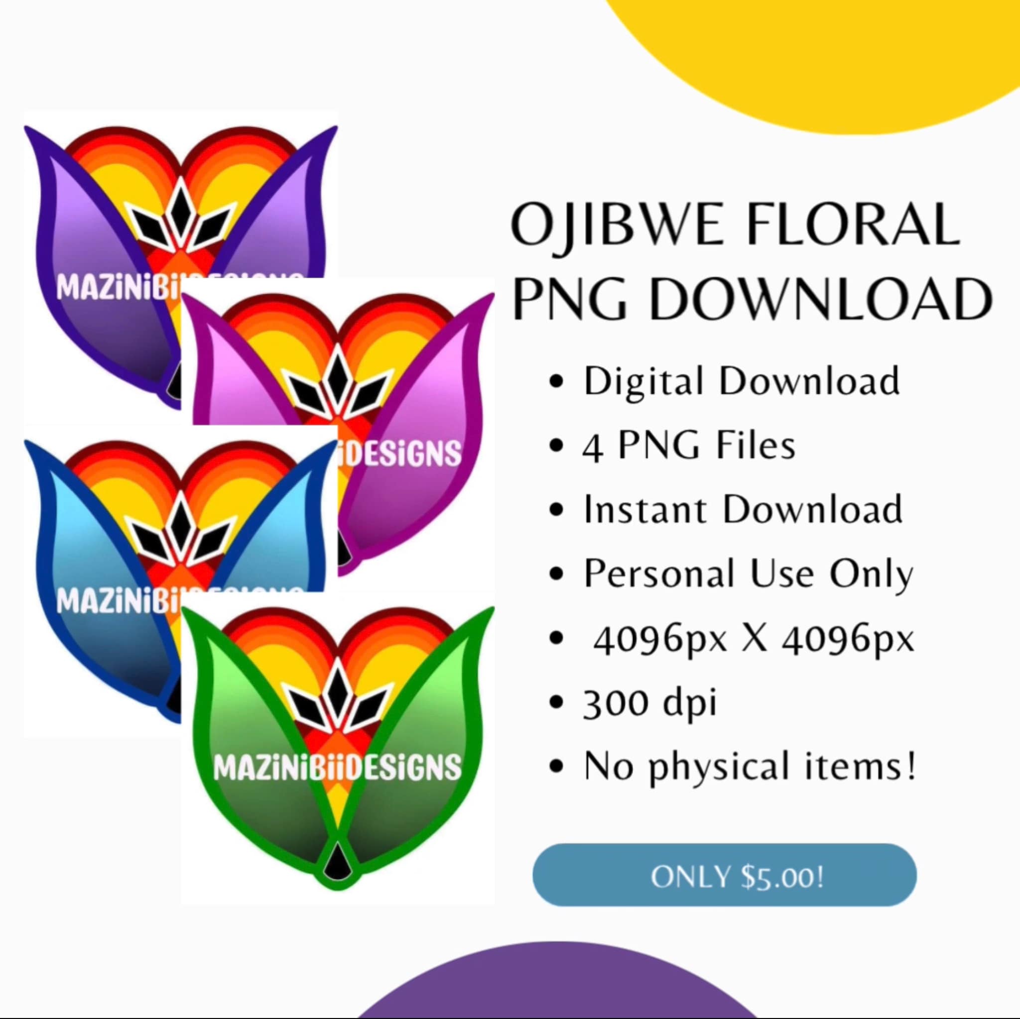 Digital Download PNG Ojibwe Floral by Mazinibiidesigns | 4 PNG | 4096px ...
