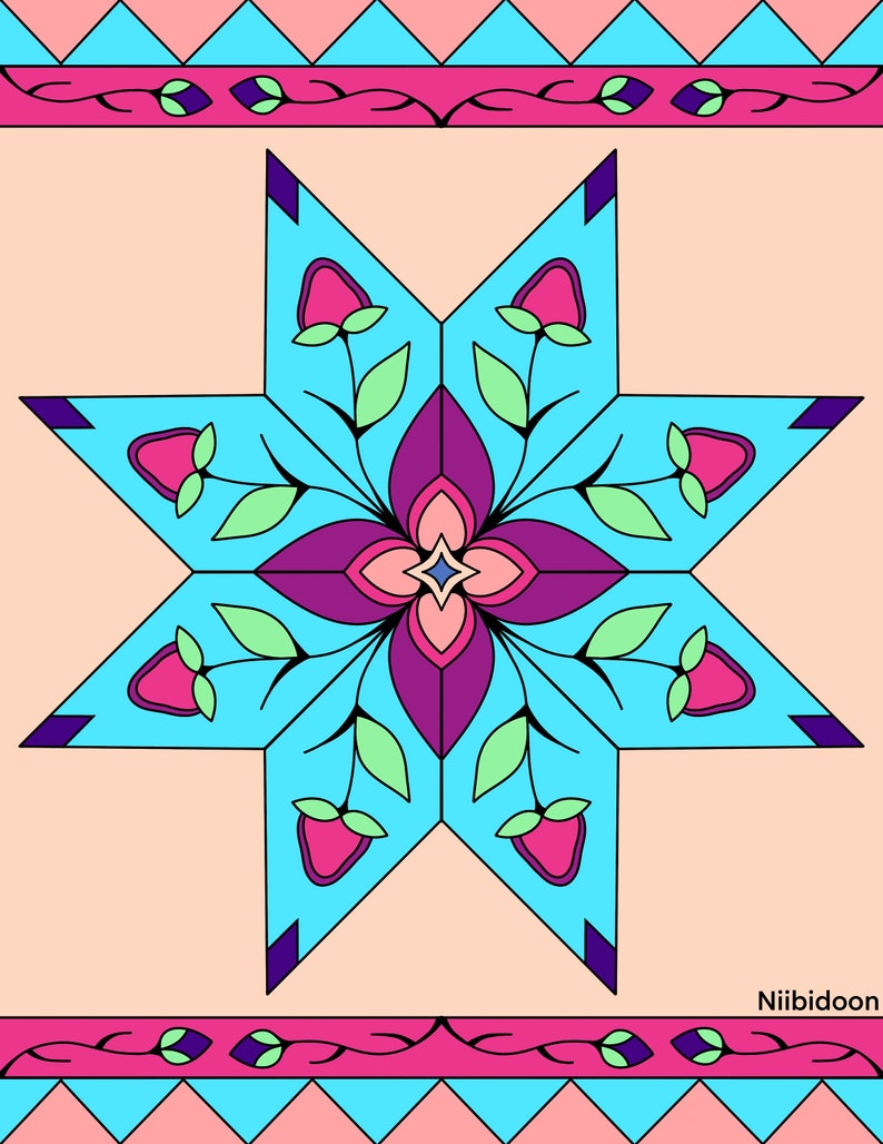 Printable Ojibwe Floral Coloring Pages by Mazinibiidesigns 2 Pages ...