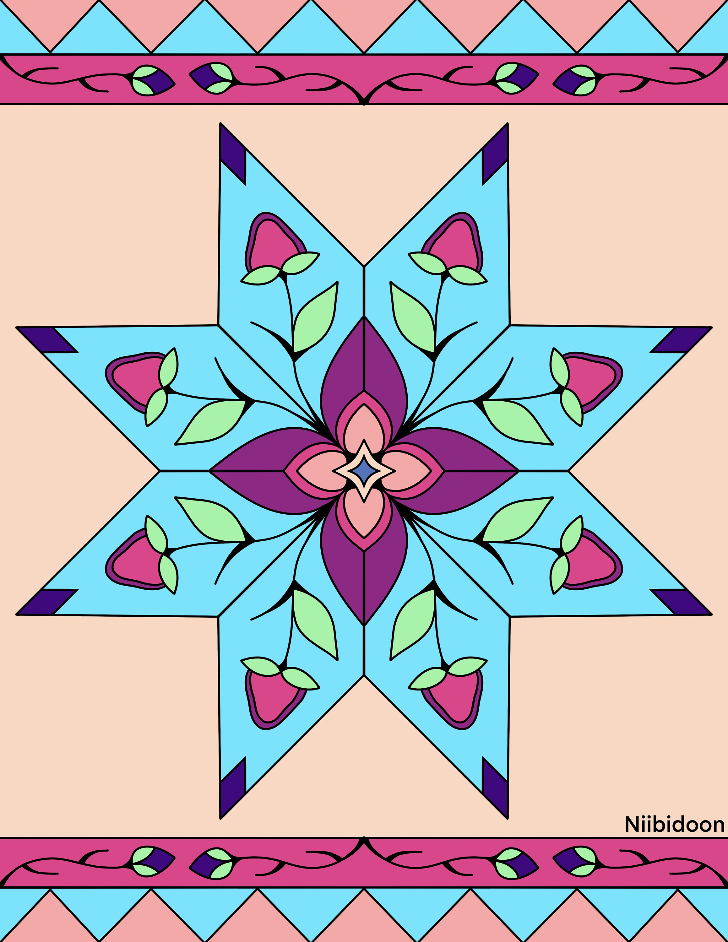 Printable Ojibwe Floral Coloring Pages by Mazinibiidesigns 2 Pages ...