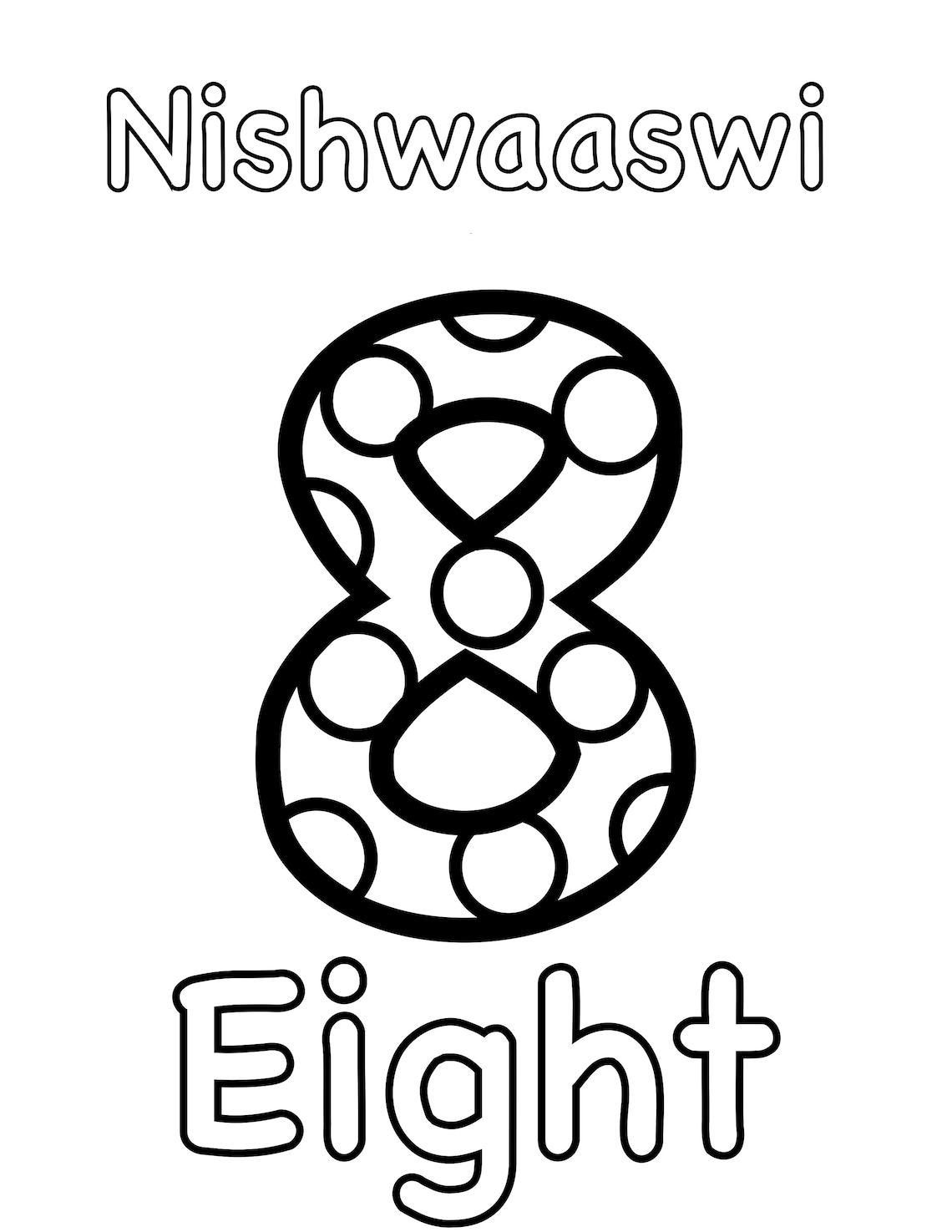 Printable Ojibwe Number Coloring Pages Numbers 6-10 by Mazinibiidesigns ...