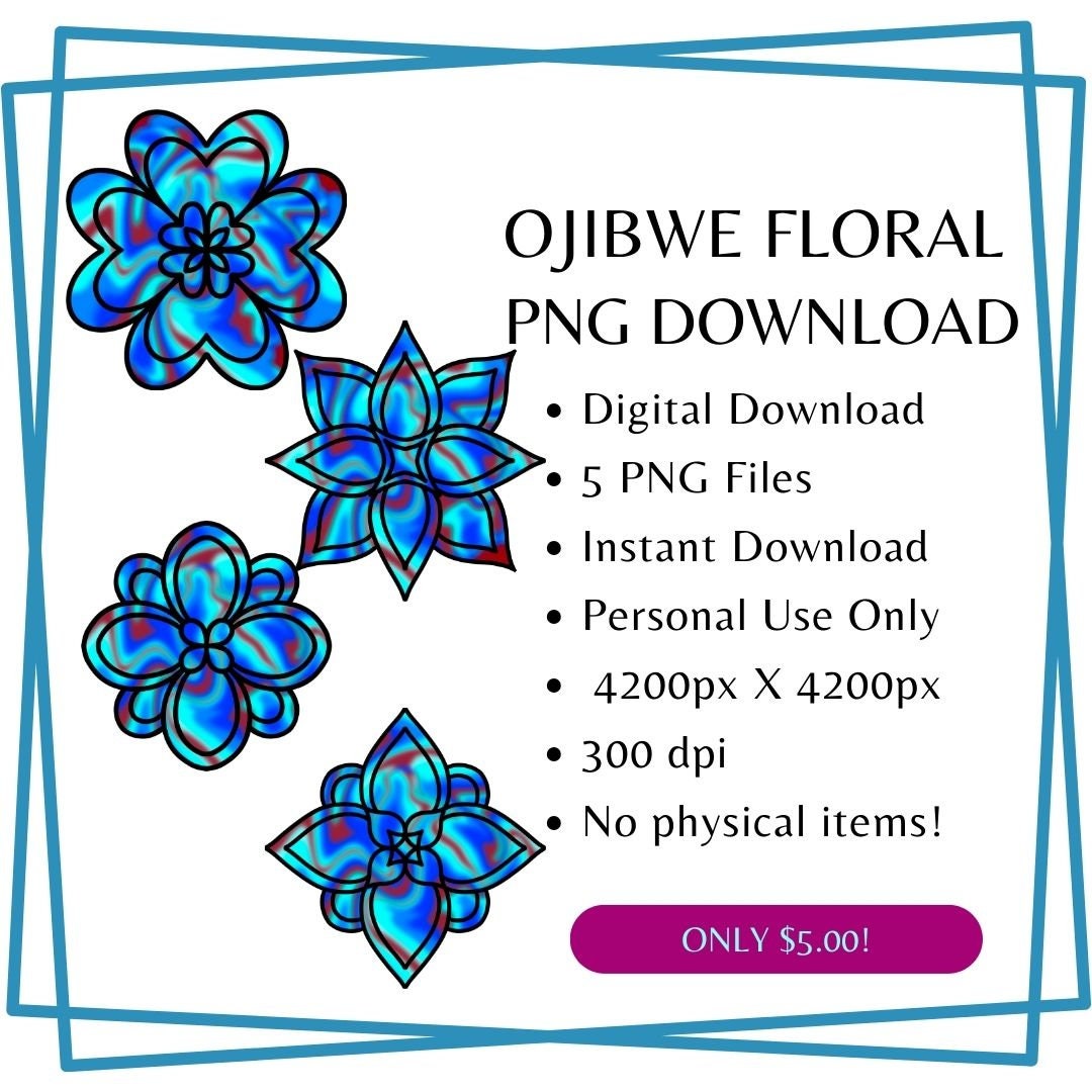 Digital Download PNG Ojibwe Floral by Mazinibiidesigns | 4 PNG | 4200px ...