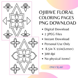 Printable Ojibwe Floral Coloring Pages by Mazinibiidesigns 2 Pages ...