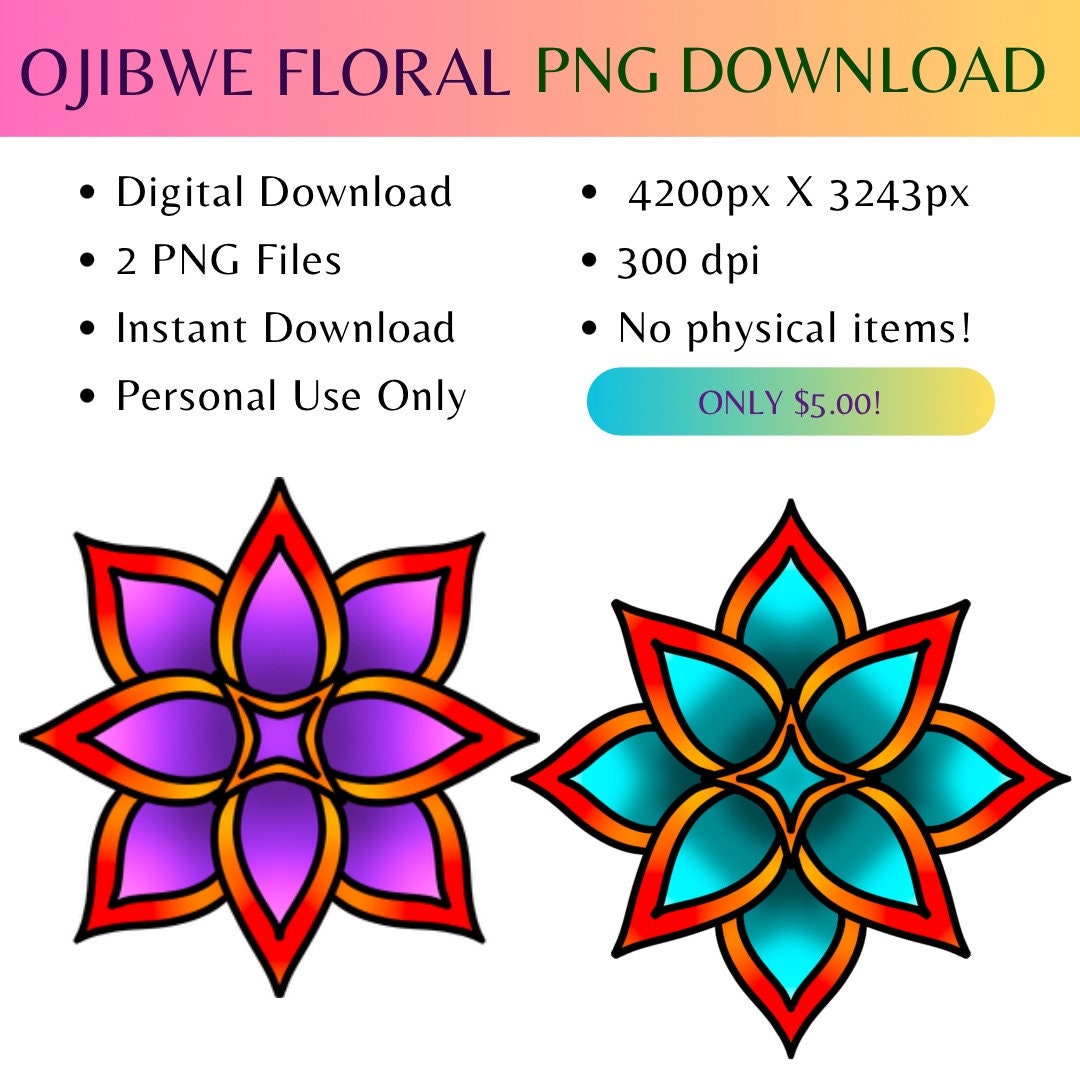 Digital Download PNG Ojibwe Floral by Mazinibiidesigns | 2 PNG Files ...