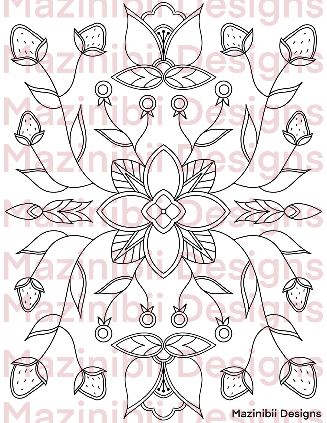 Ojibwe Floral Coloring Page By Mazinibiidesigns Etsy