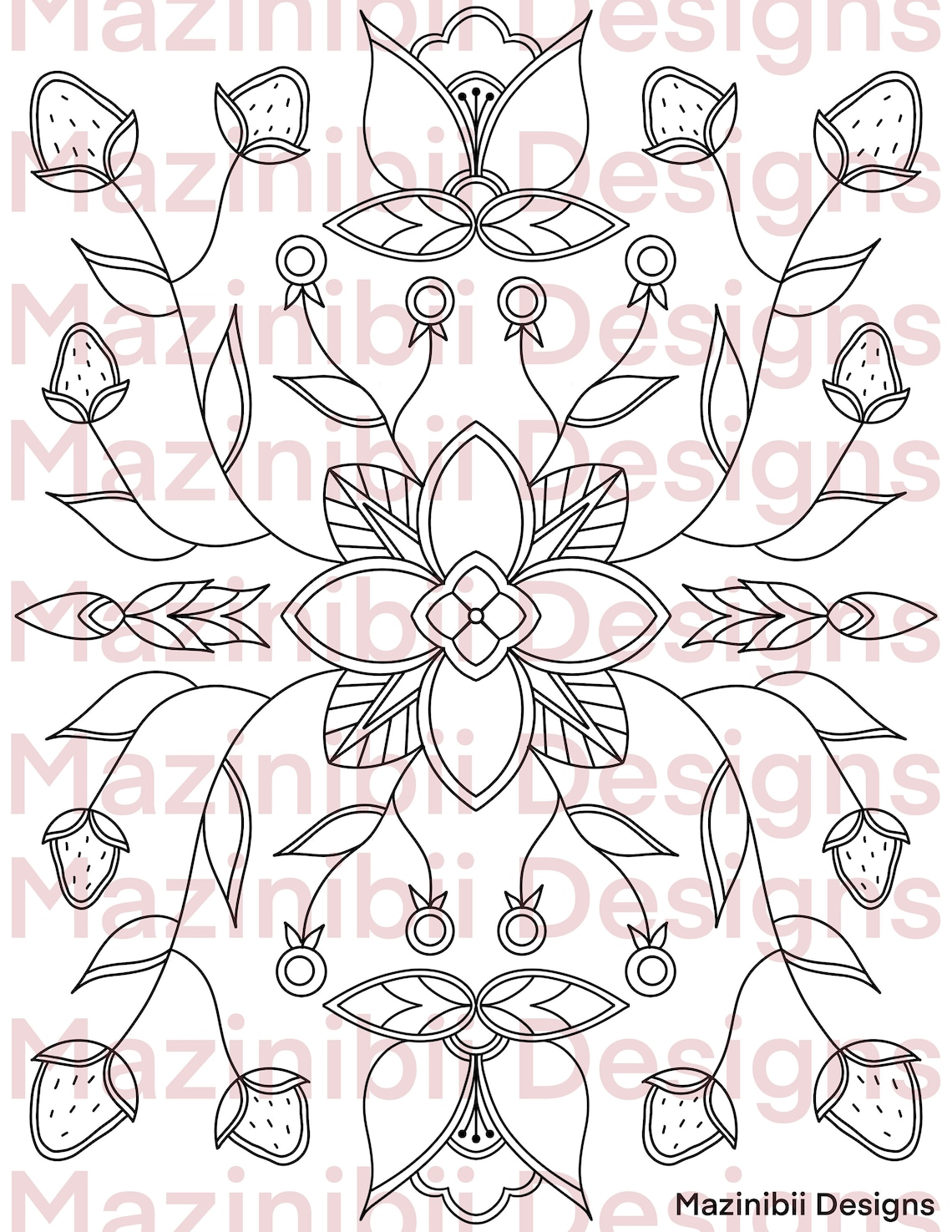 Printable Ojibwe Floral Coloring Pages by Mazinibiidesigns 2 Pages ...