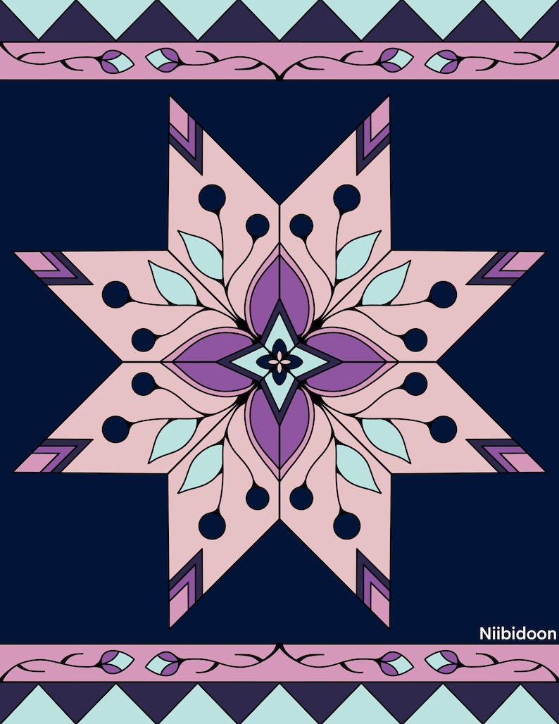 Printable Ojibwe Floral Coloring Pages by Mazinibiidesigns 2 Pages ...