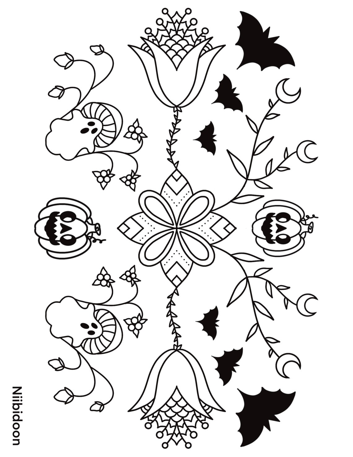 Printable Halloween Ojibwe Floral Coloring Pages by Mazinibiidesigns 3 ...
