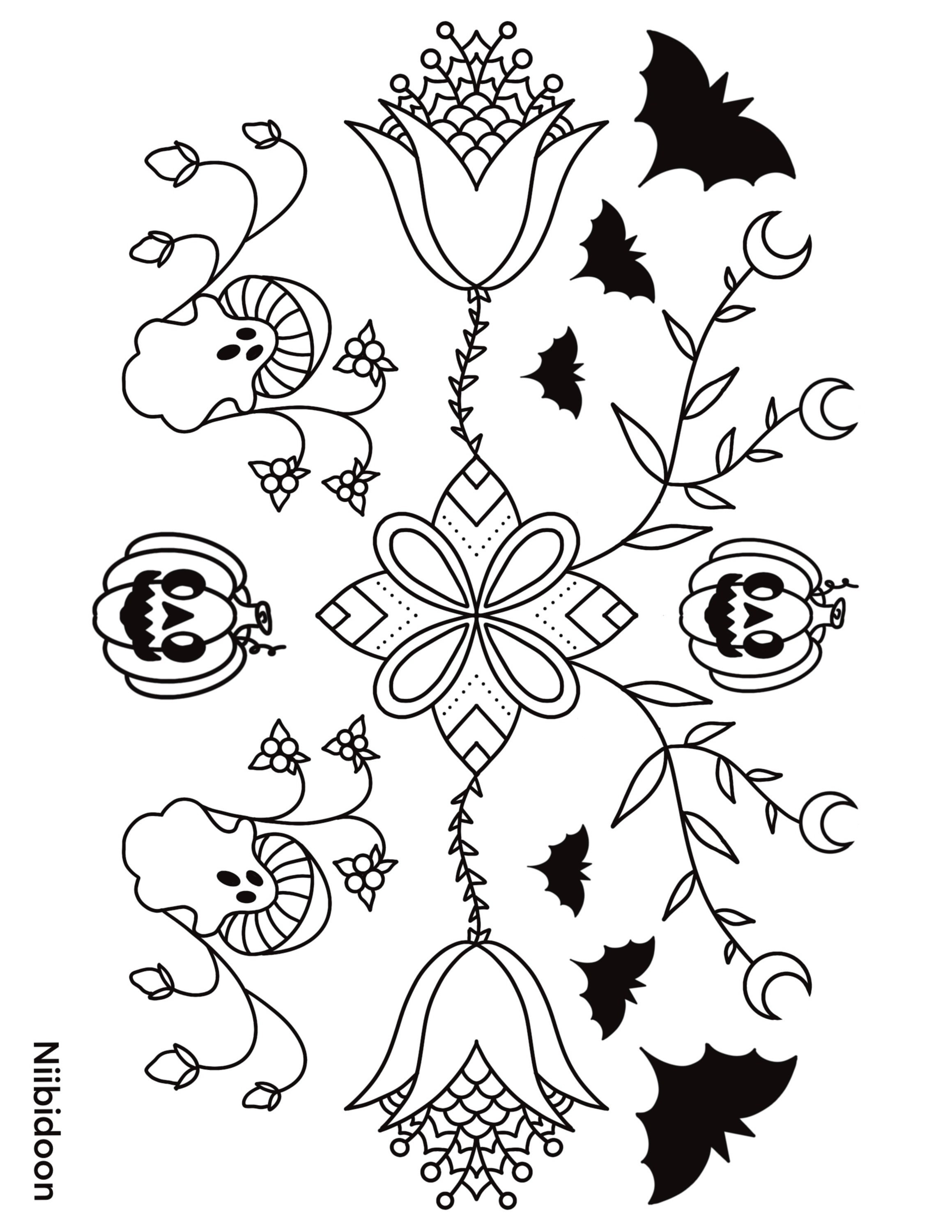 Printable Halloween Ojibwe Floral Coloring Pages by Mazinibiidesigns 3 ...