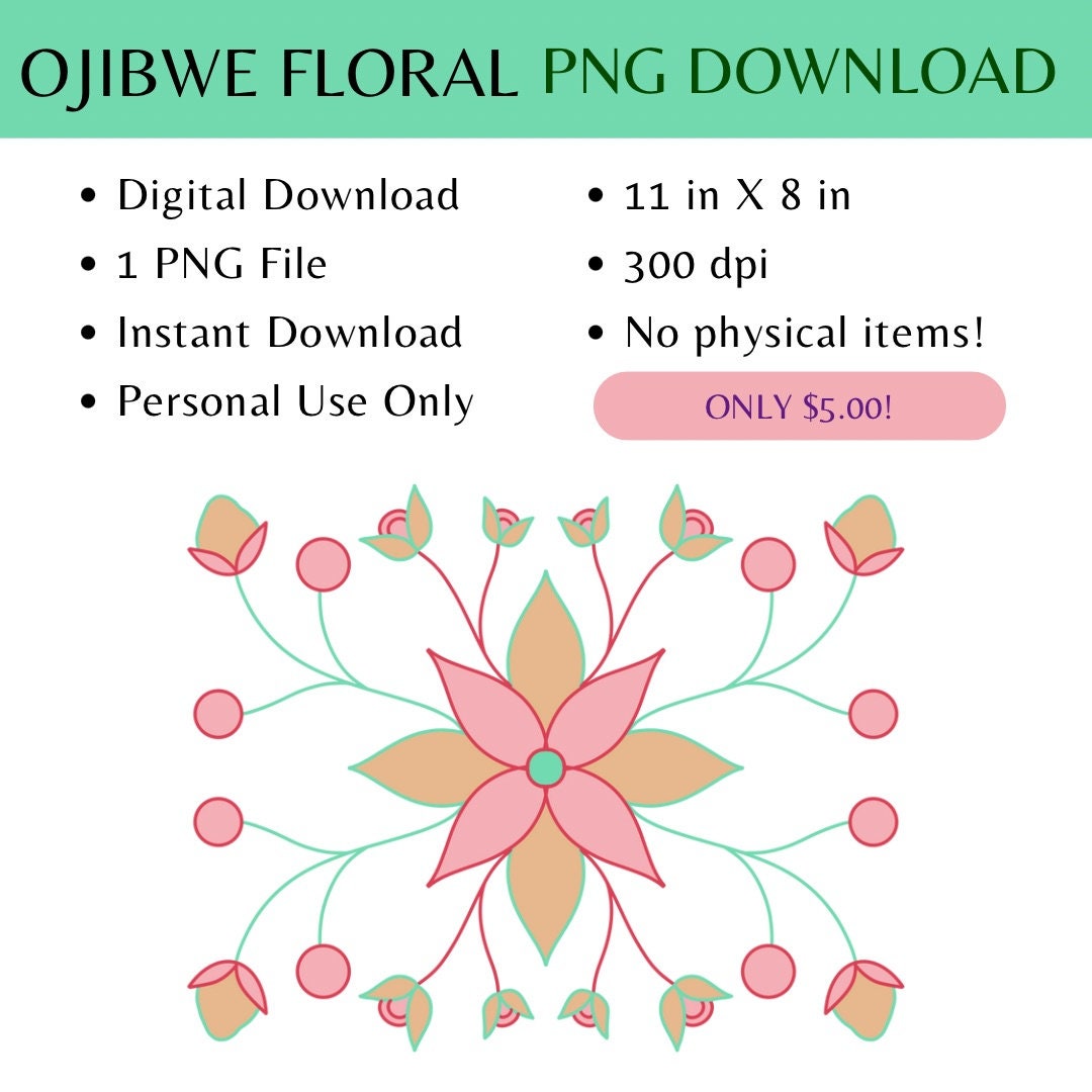 Digital Download PNG Ojibwe Floral by Mazinibiidesigns | 1 PNG File ...