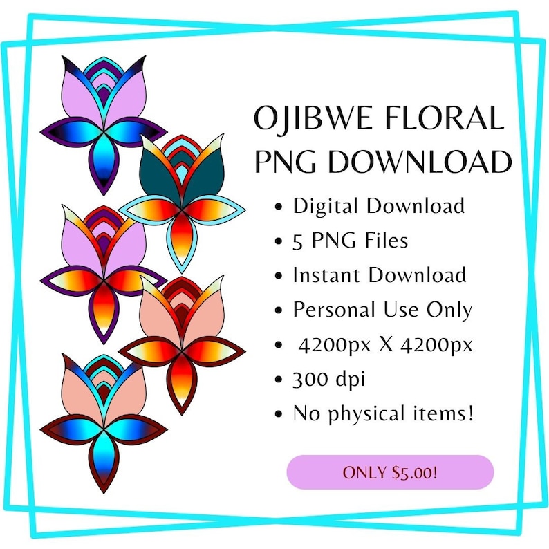 Digital Download PNG Ojibwe Floral by Mazinibiidesigns | 5 PNG | 4200px ...
