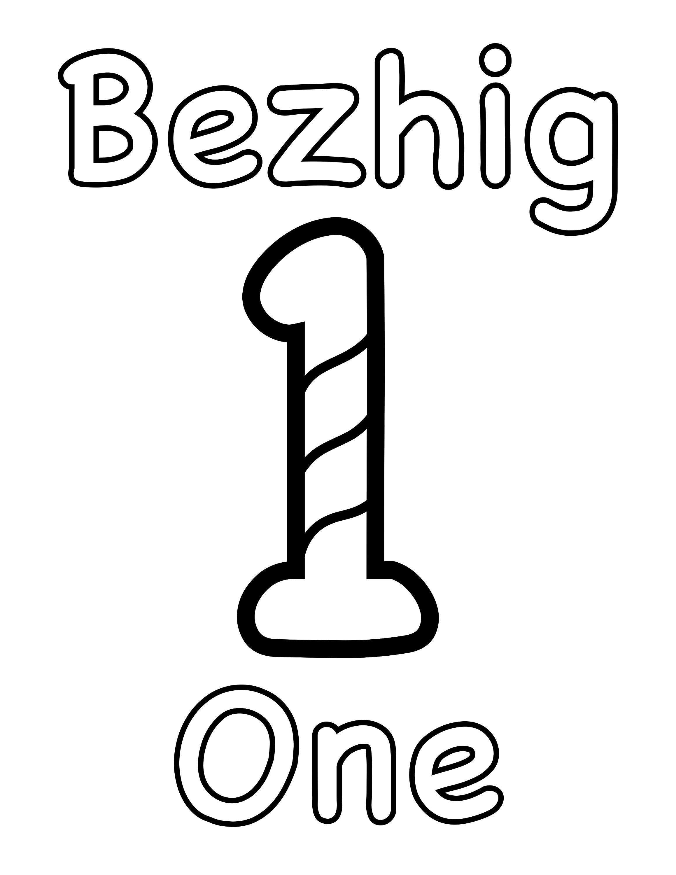 Printable Ojibwe Number Coloring Pages Numbers 1-5 by Mazinibiidesigns ...