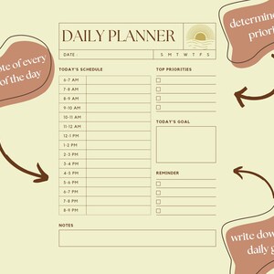 Aesthetic Daily Planner Printable Hourly Plannerwork Day - Etsy