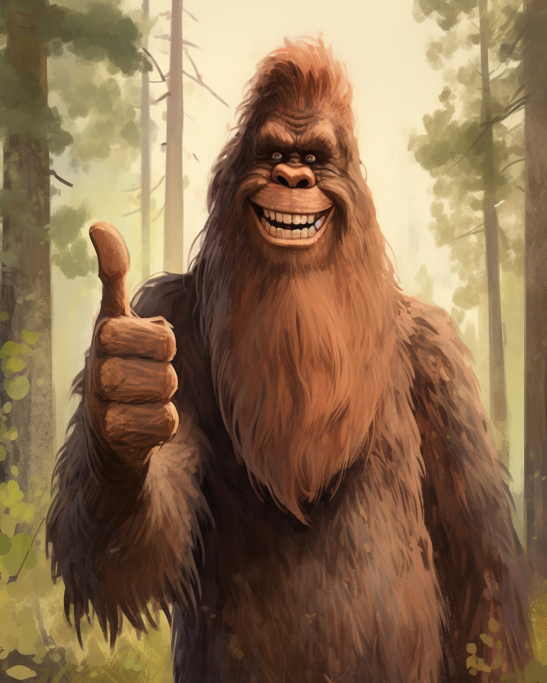 Friendly Bigfoot Feel Good Art Print Digital Download - Cryptid ...