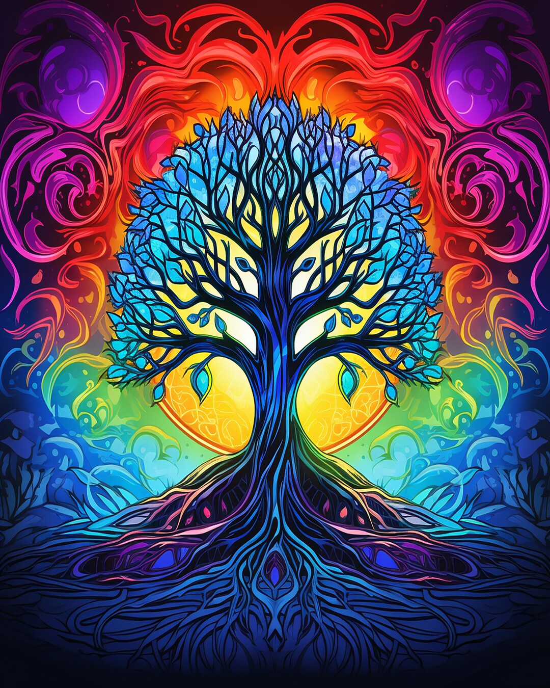 Tree of Life Tye Dye Color Art Print Digital Download - Rainbow ...