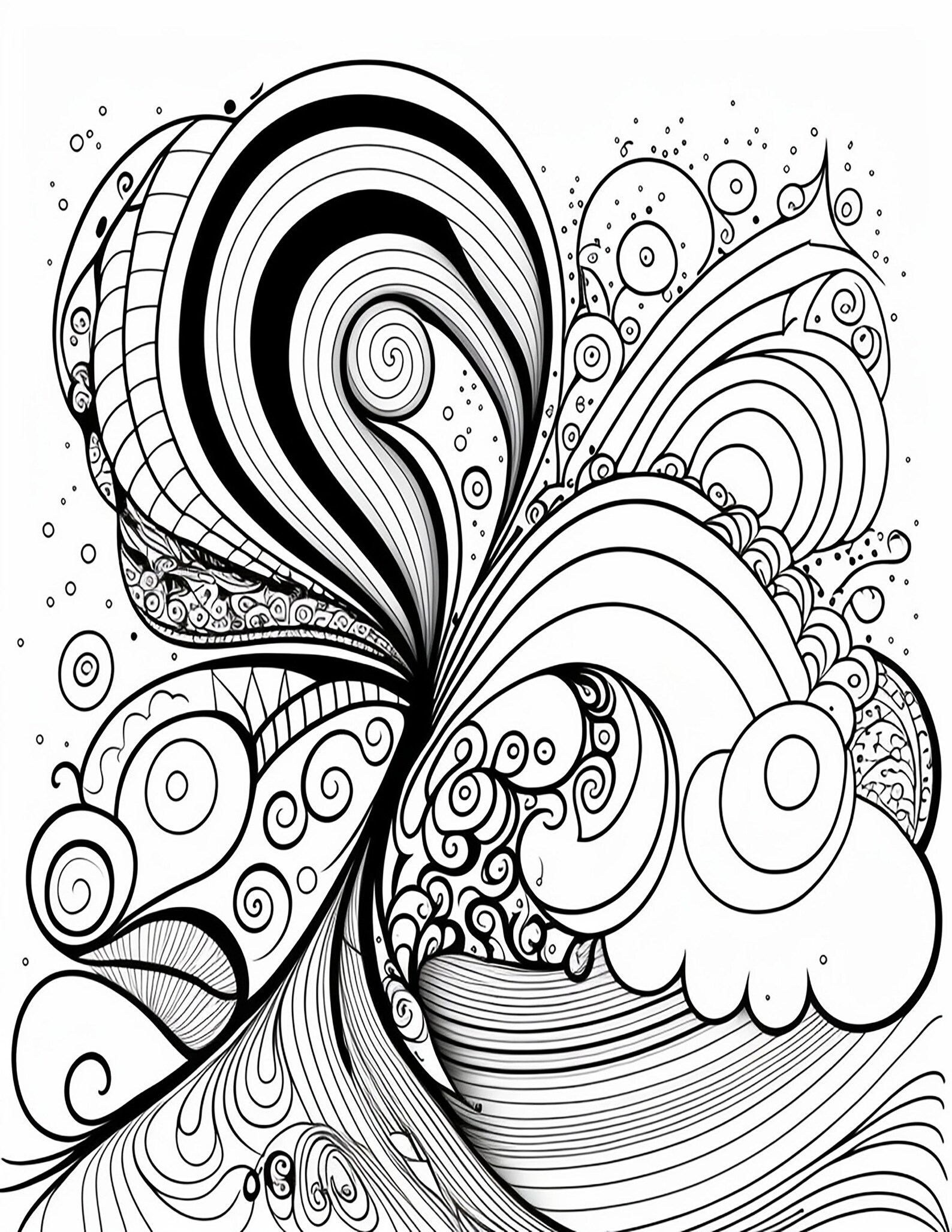 Abstract Trippy Individual Coloring Pages | DIY, Printable, US Letter ...