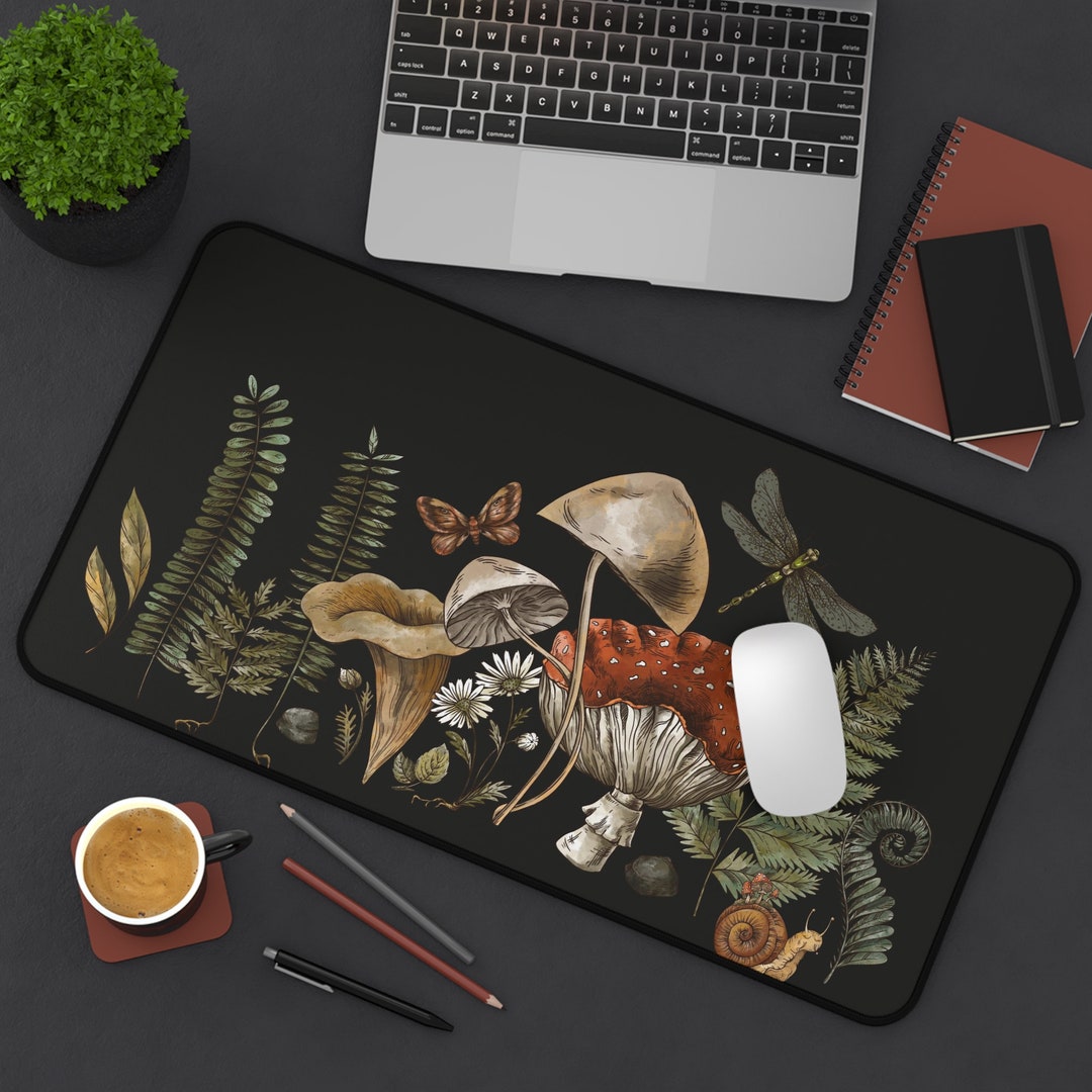 Mushroom Desk Mat, Cottagecore Desk Decor, Extended Extra Large Desk ...