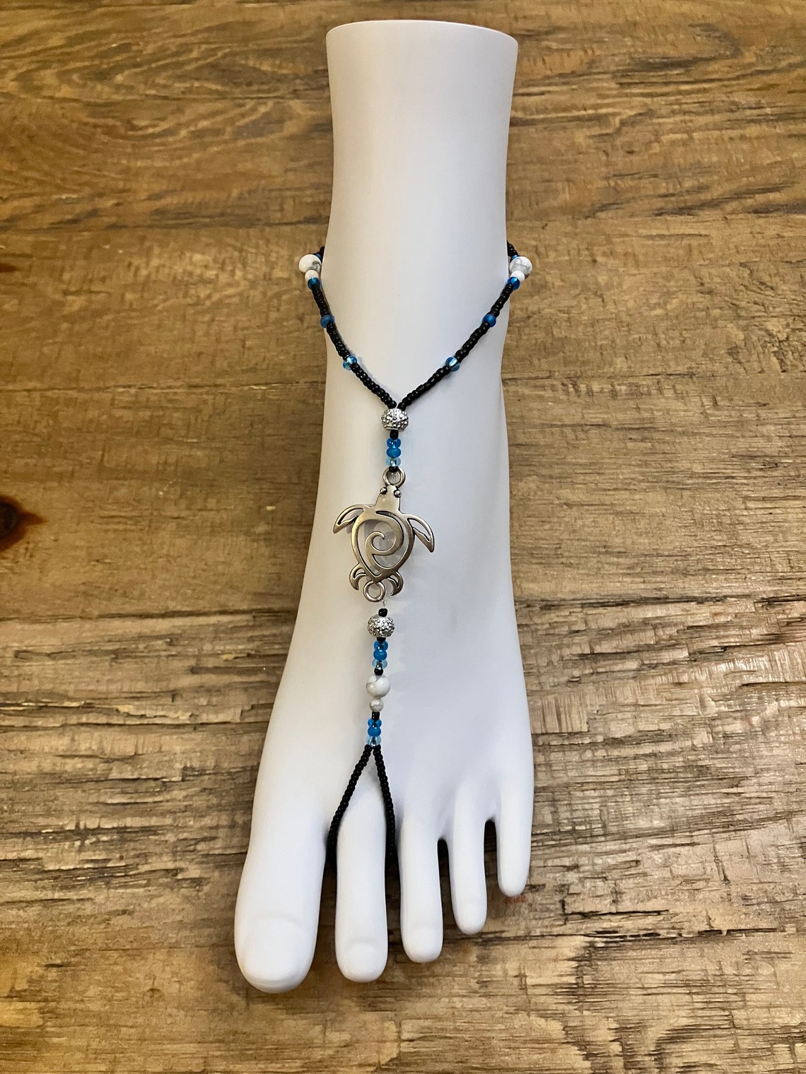 Black and Blue Turtle Barefoot Sandal - Etsy