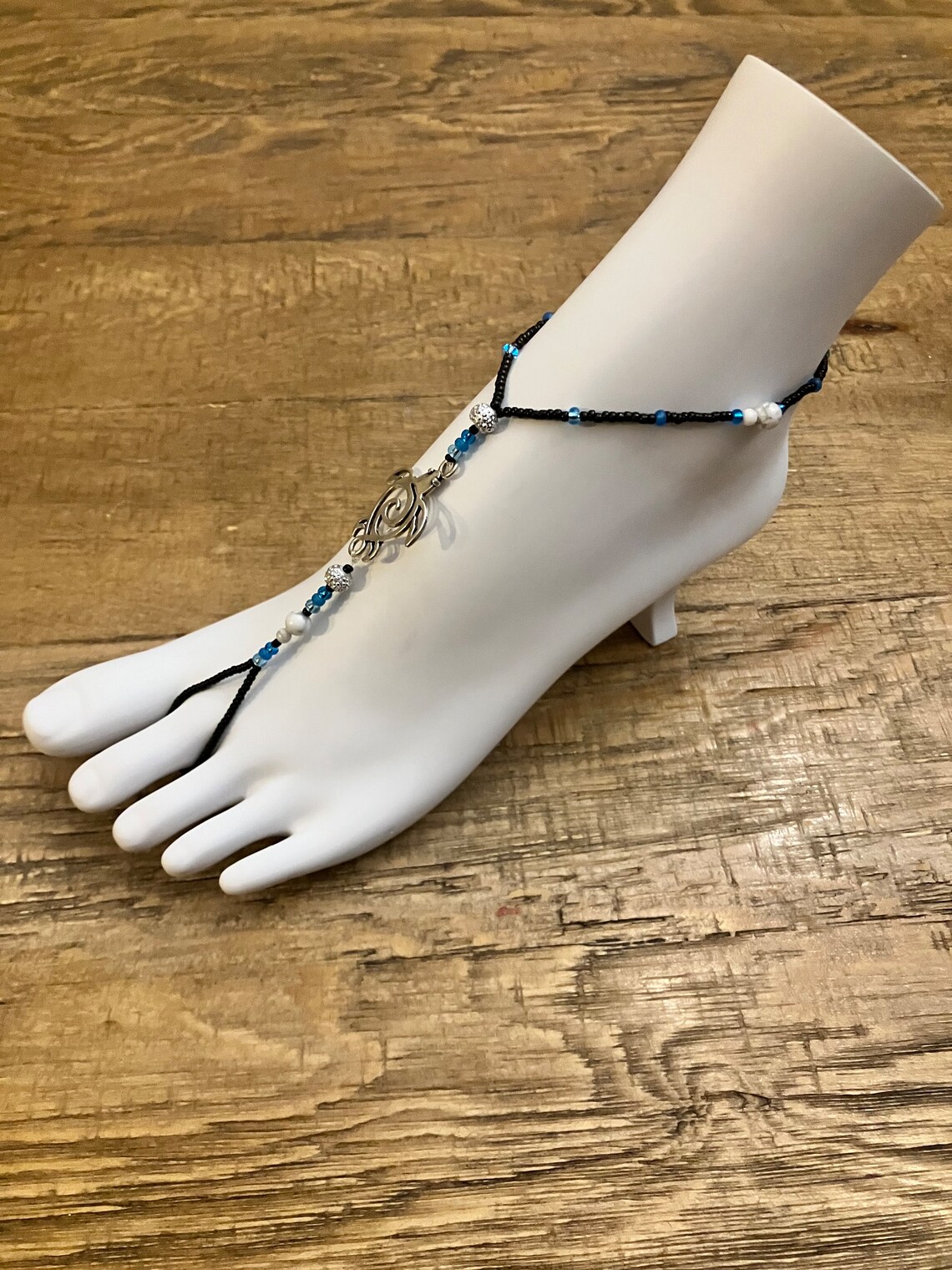 Black and Blue Turtle Barefoot Sandal - Etsy