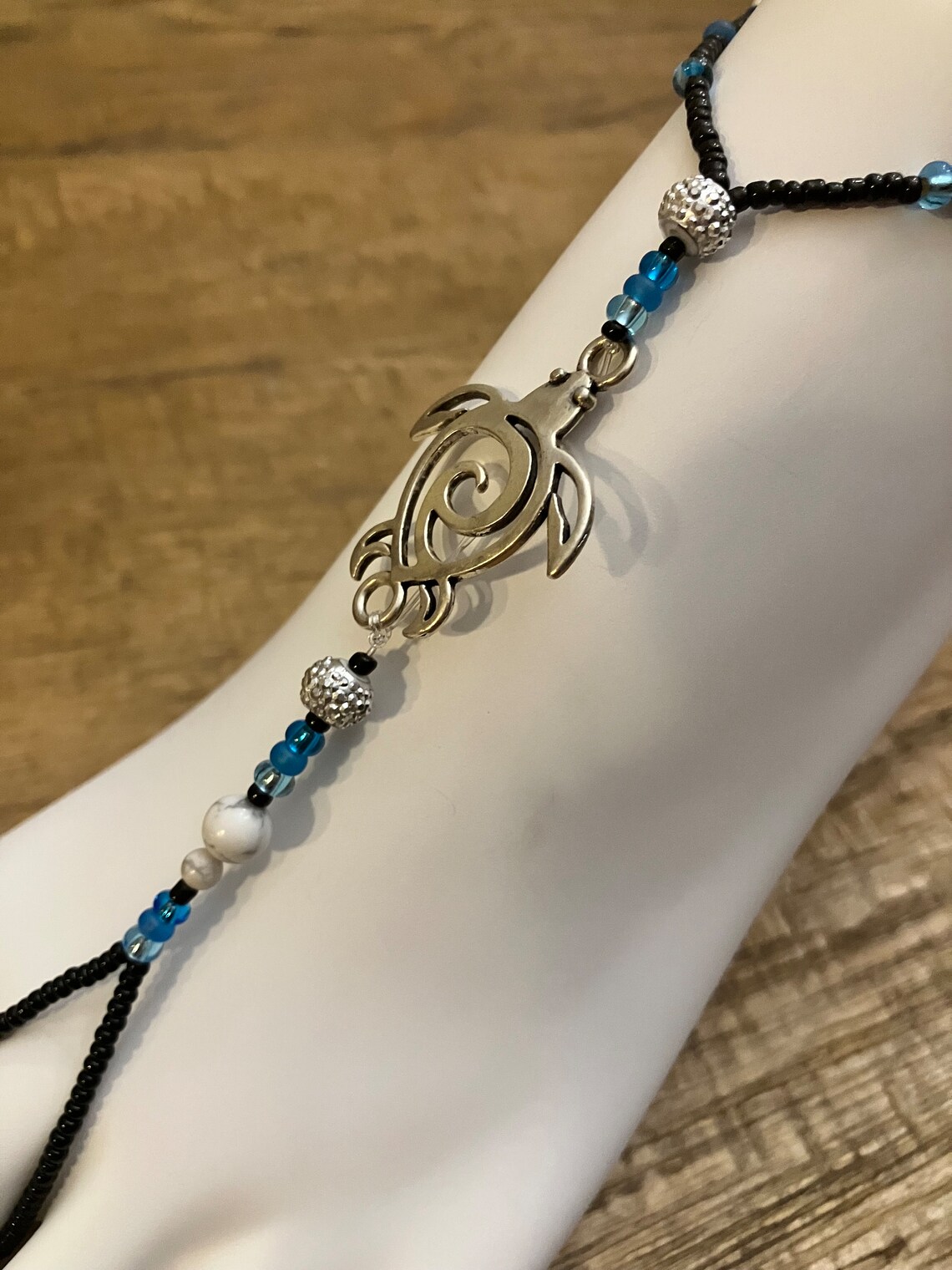 Black and Blue Turtle Barefoot Sandal - Etsy