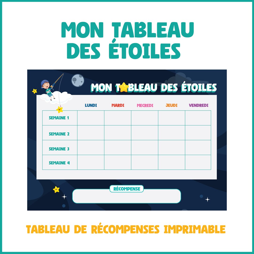 Tableau De Récompenses Imprimable (printable French Reward Chart) | A3 ...