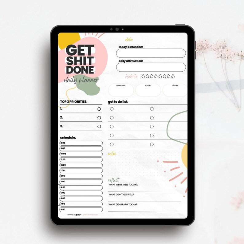 Get Shit Done! Bright & Fun Daily Digital Planner. Stay Productive With ...
