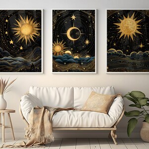 Destiny Moon&sun Tarot Art Set of 3, Astrology Print, Moon Poster, Sun ...