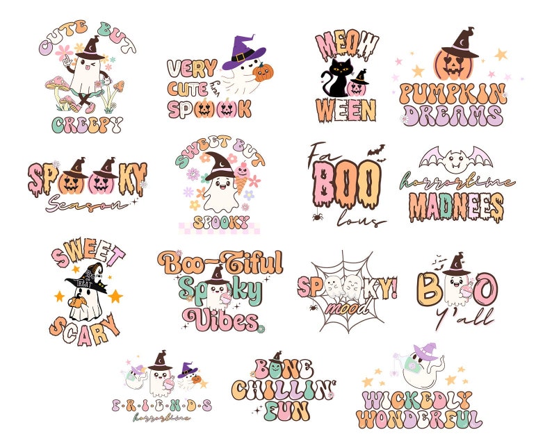 Halloween Retro Groovy SVG Bundle, Retro Bundle,spooky Season, Trick or ...
