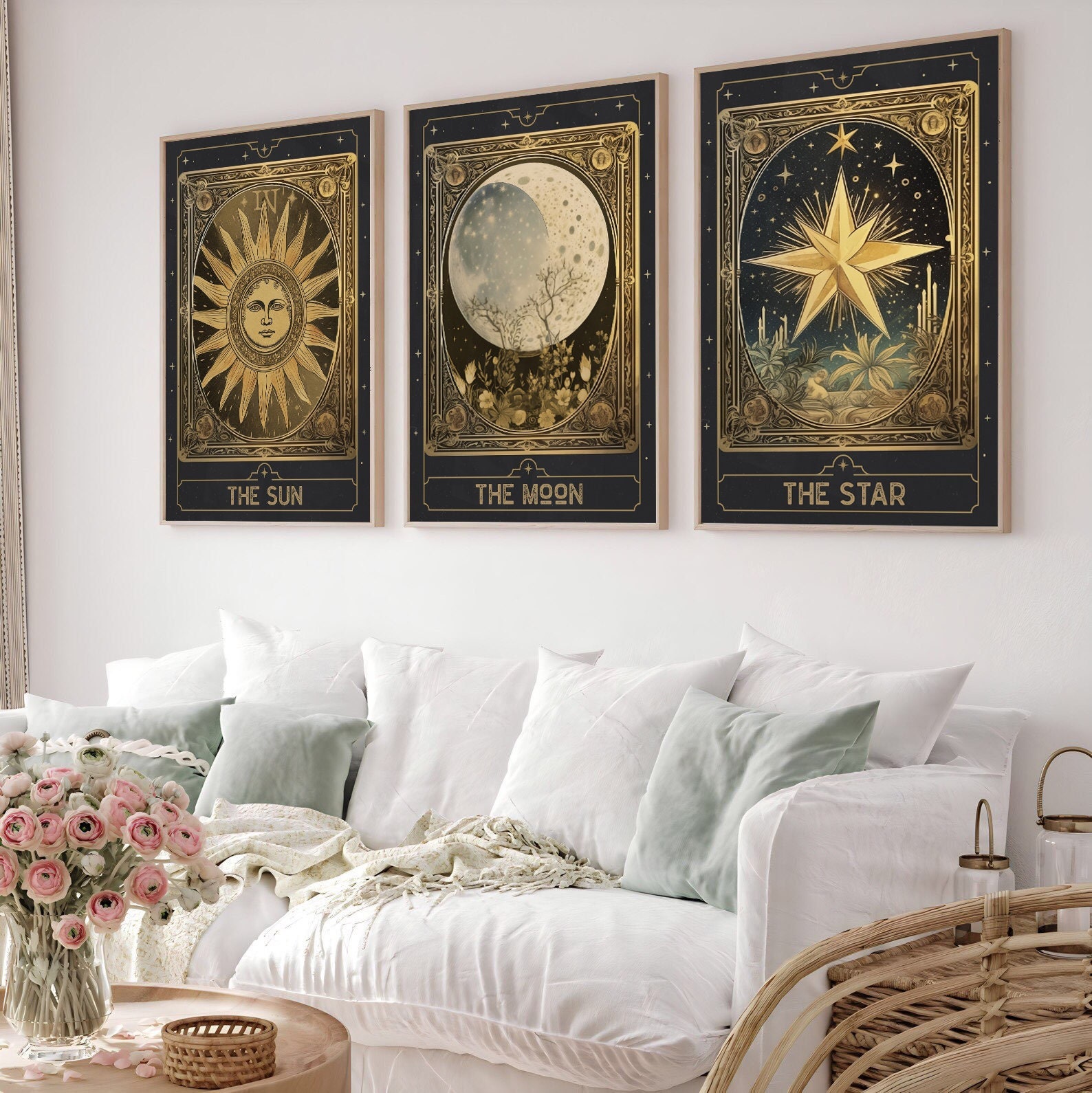 Set of 3 Tarot Card Prints, Tarot Home Decor, Tarot Card Poster, Tarot ...