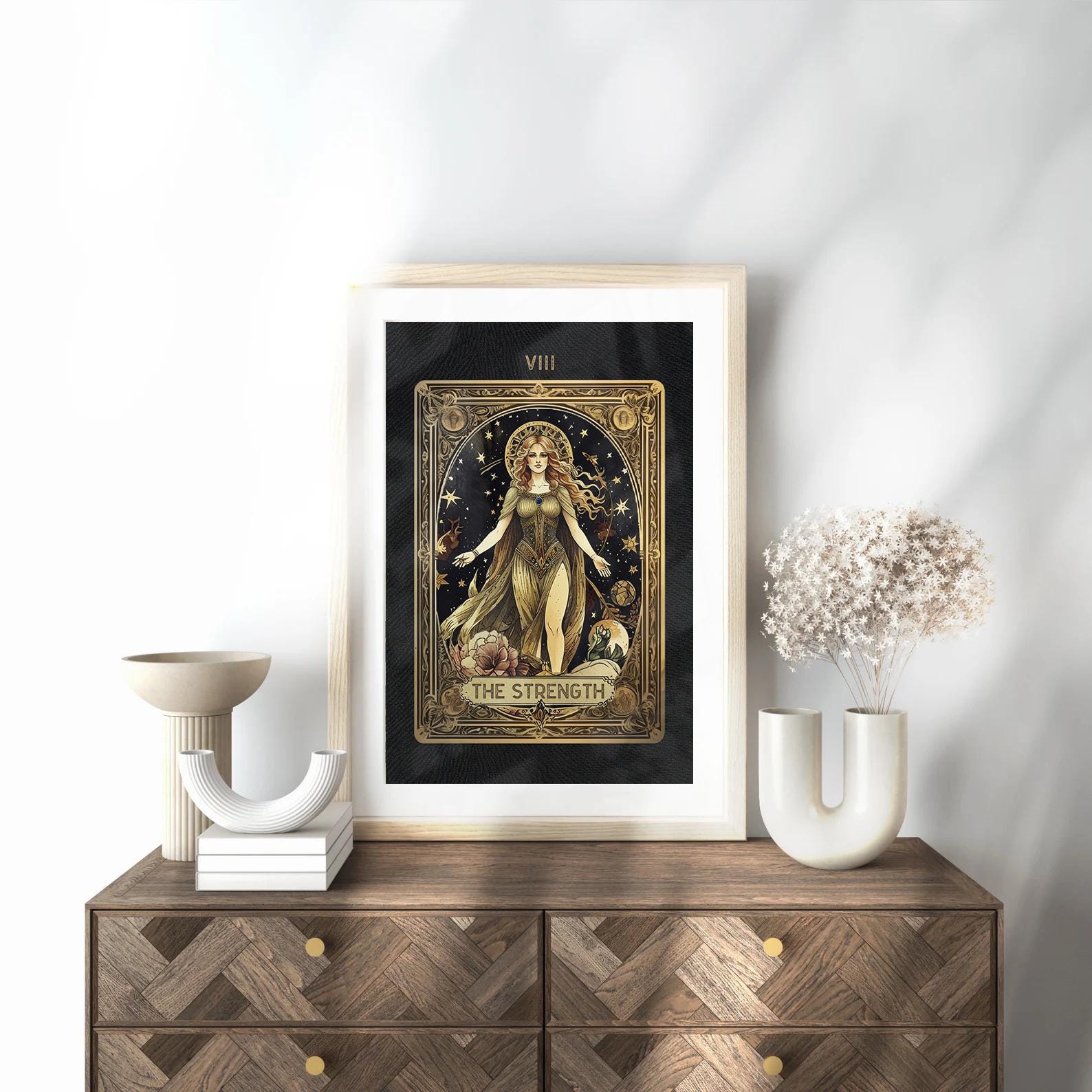 Tarot Print: Strength Tarot Card, Tarot Wall Art, Mystical Wall Art ...