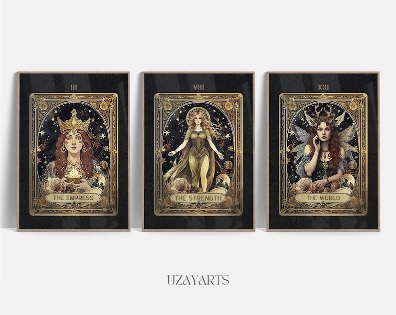 Set of 3 Printable Tarot Card Prints, Celestial, Tarot Card Poster ...