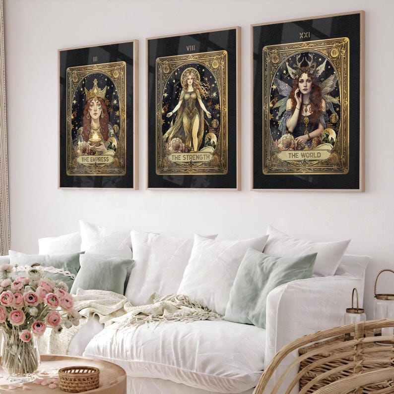 Set of 3 Printable Tarot Card Prints, Celestial, Tarot Card Poster ...