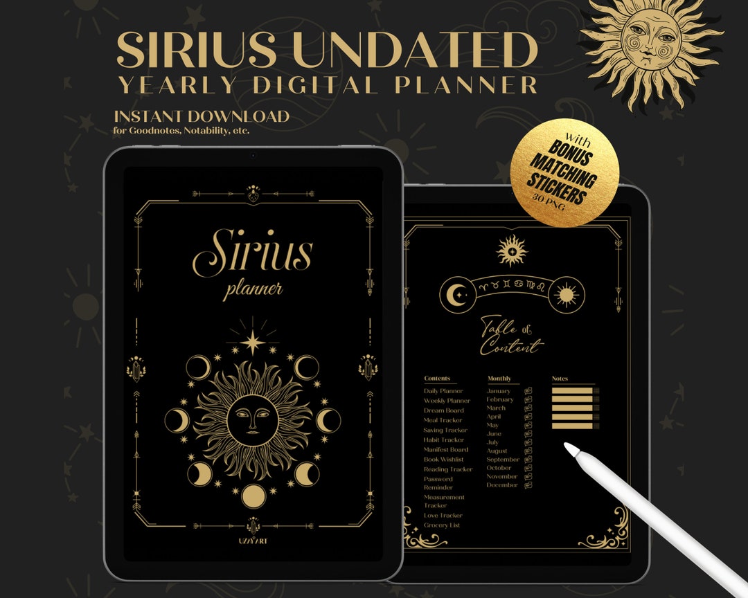 Celestial Sirius Undated Yearly Digital Planner, Monthly, Weekly, Daily ...