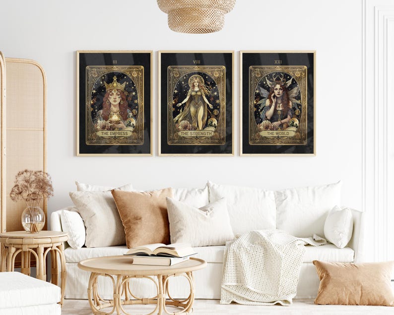 Set of 3 Printable Tarot Card Prints, Celestial, Tarot Card Poster ...
