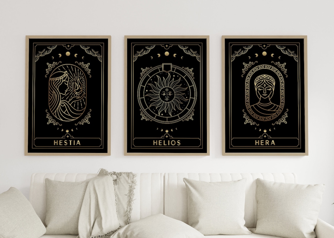 Mythological Greek Goddesses Poster Set of 3, Helios, Hera and Hestia ...