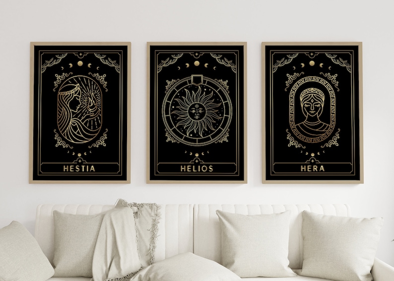 Mythological Greek Goddesses Poster Set of 3, Helios, Hera and Hestia ...