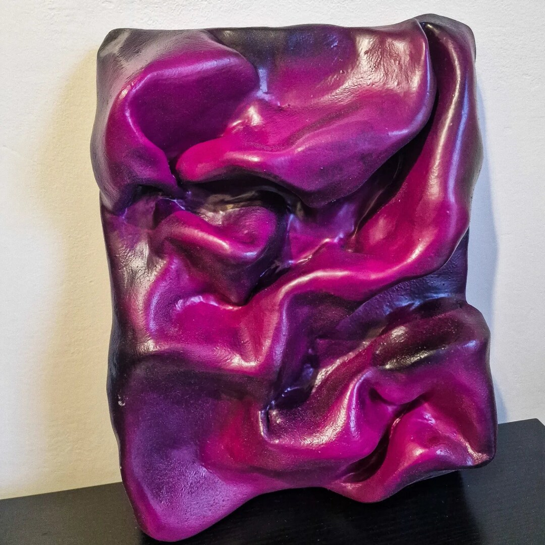 Draped Plaster Wall Art 3D Textured Wall Ceramic Clay on Wooden Canvas ...