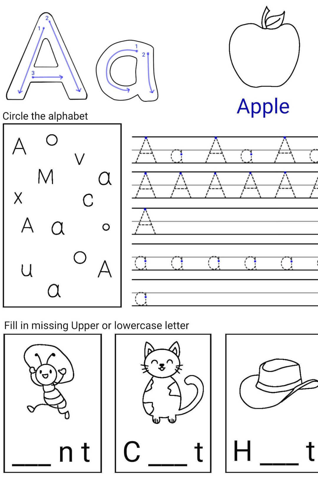 Printable Alphabet Worksheets Preschool Handwriting and - Etsy