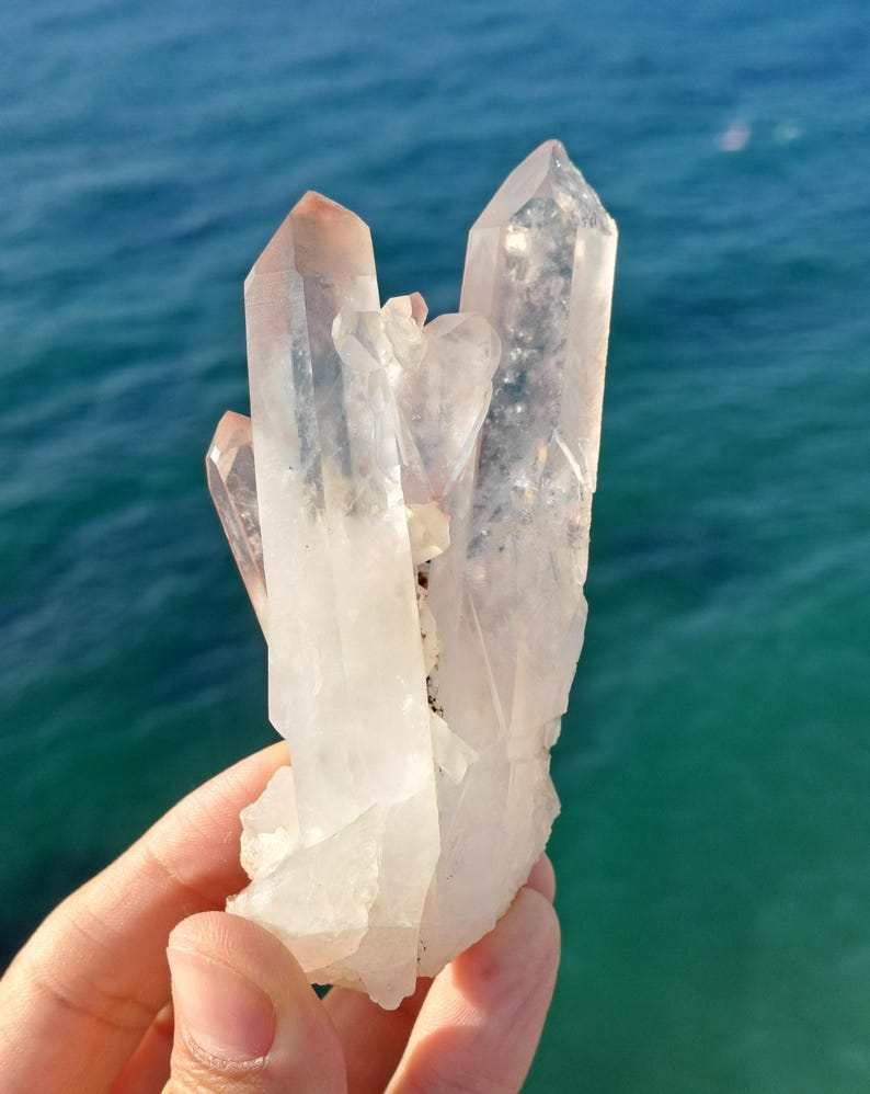 Himalayan Samadhi Pink Quartz Cluster Crystal W\ Future Time Link ...