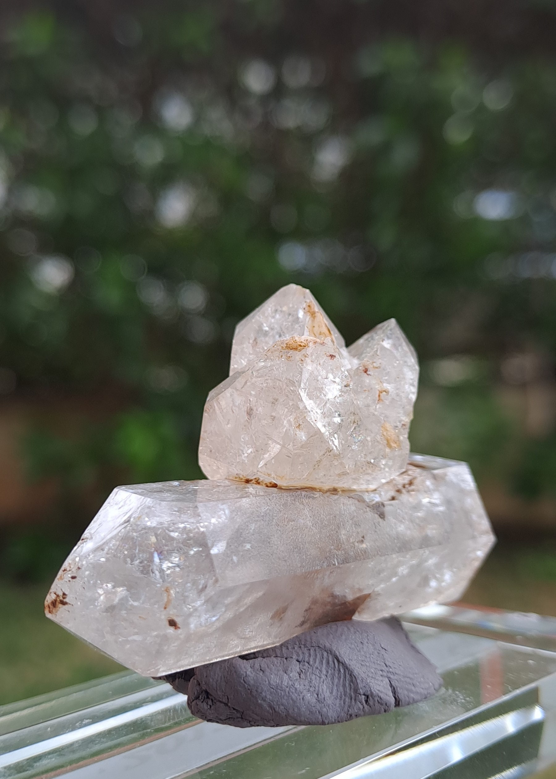 Very Rare Skeletal Diamond Quartz Crystal With Flower Crystal on Top ...